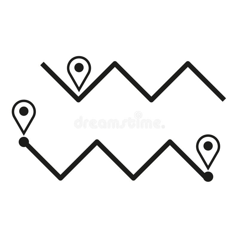 Route Map Icon. Zigzag Path Symbol. Location Pin Vector. Navigation ...