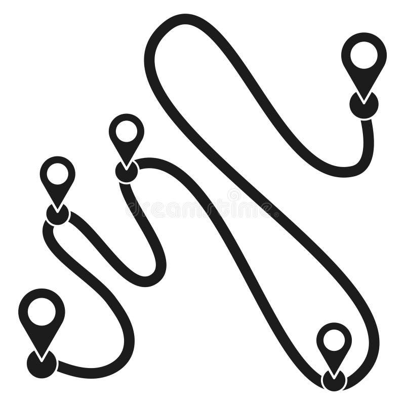 Route Map Illustration. Location Pin Icons. Connected Path Symbol ...