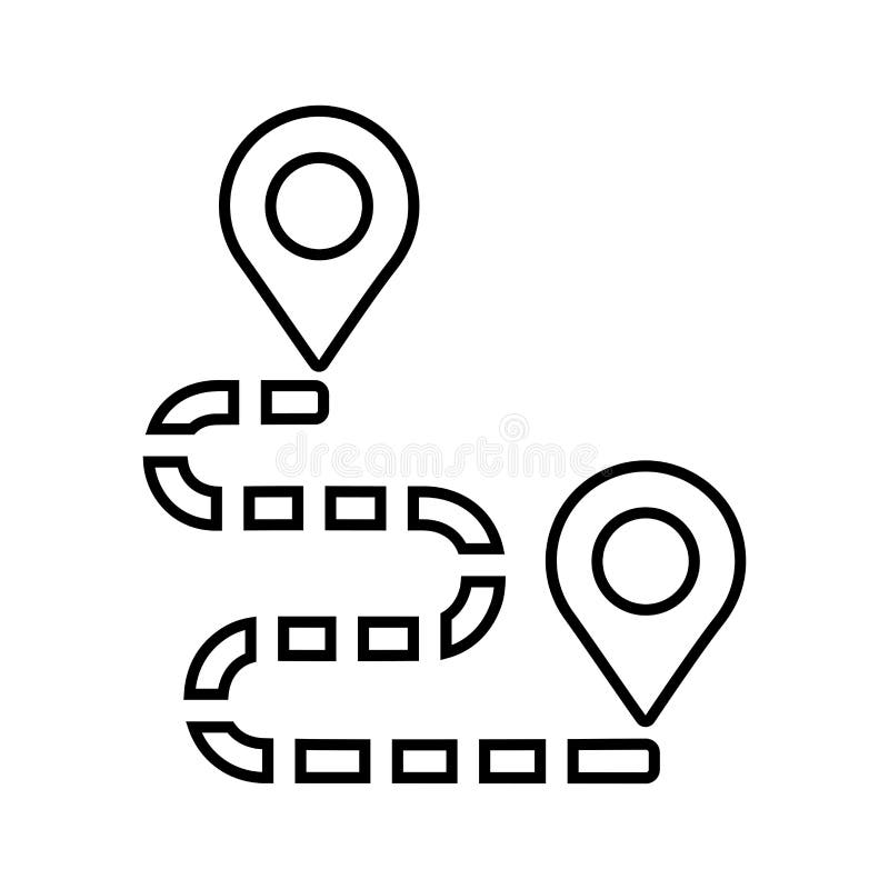 Route, Map, Navigation Outline Icon. Line Art Vector Stock Illustration ...