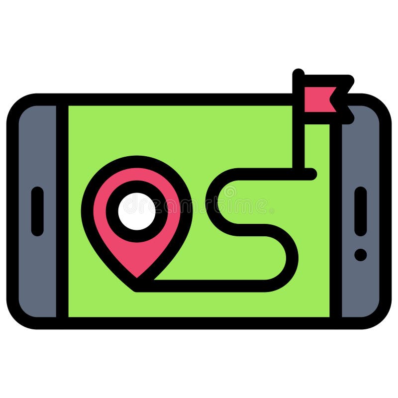Route Map on Smartphone Icon, Location Map and Navigation Vector Stock ...
