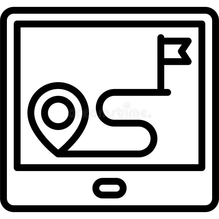 Route Map on Tablet Icon, Location Map and Navigation Vector Stock ...
