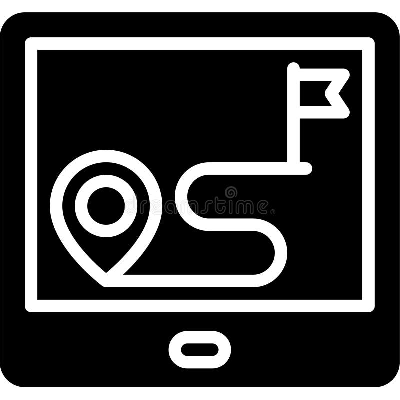 Route Map on Tablet Icon, Location Map and Navigation Vector Stock ...