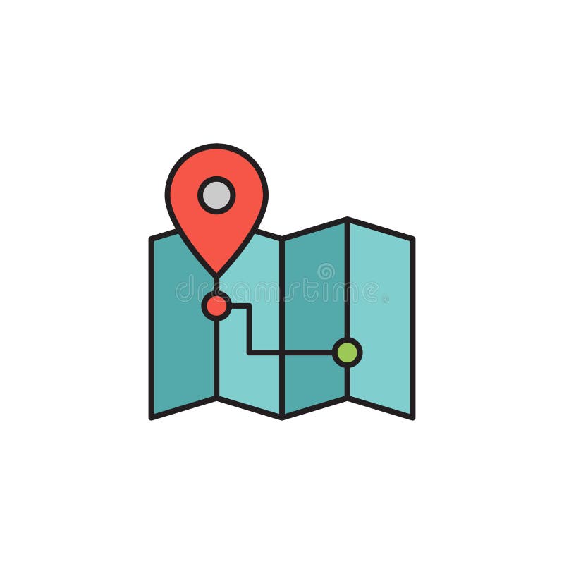 Route on Map Vector Icon Symbol Isolated on White Background Stock ...