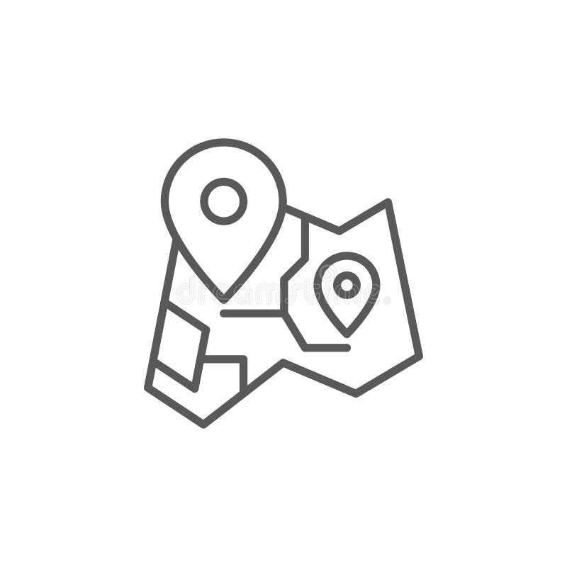 Route on Map Vector Icon Symbol Isolated on White Background Stock ...