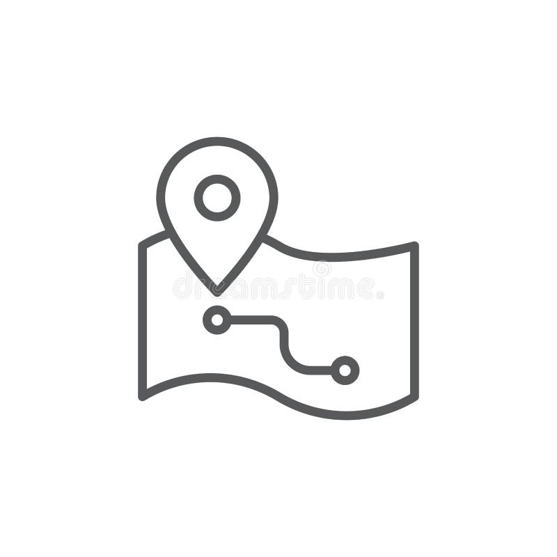 Route on Map Vector Icon Symbol Isolated on White Background Stock ...