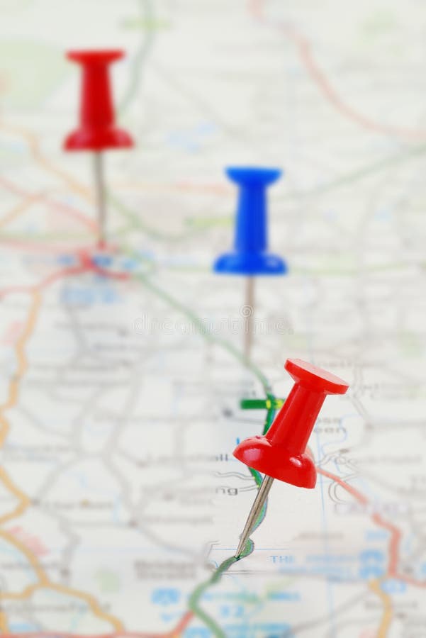 Route Marked on a Map stock photo. Image of pinpoint - 42574914