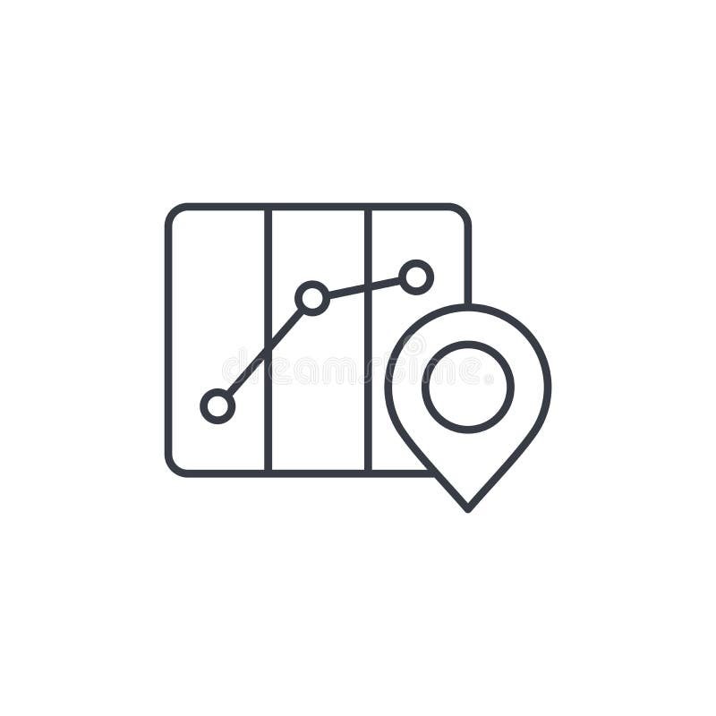 Route Marker, Itinerary Map and Pin Thin Line Icon. Linear Vector ...