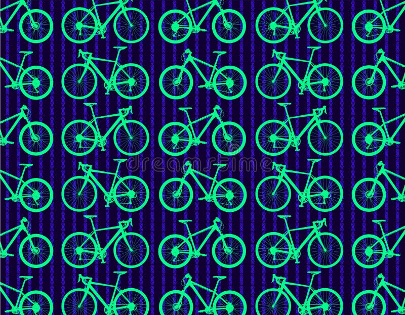 Route and Mountain Bicycle Vector Set Collage with Cold Green and Blue ...