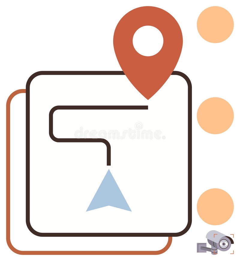 Route Navigation Concept with Map Pointer, Path, and Destination Icons ...