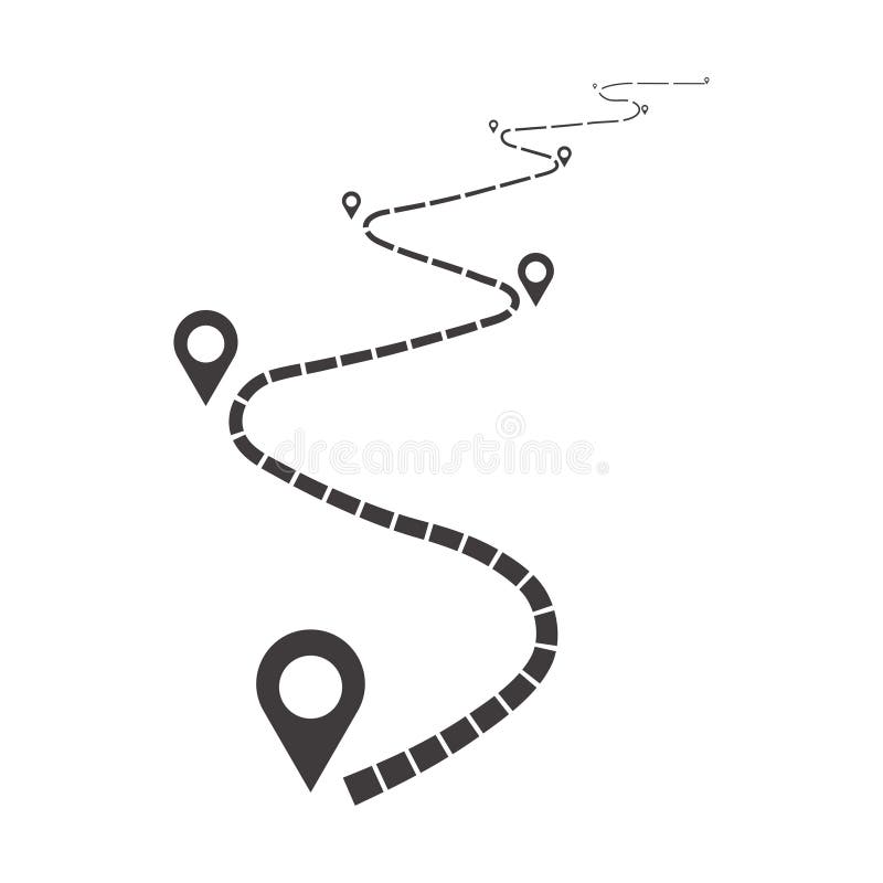 Route Navigation Path with Location Pins Stock Illustration ...