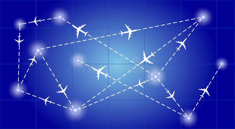 Route network aircraft stock illustration. Illustration of ...