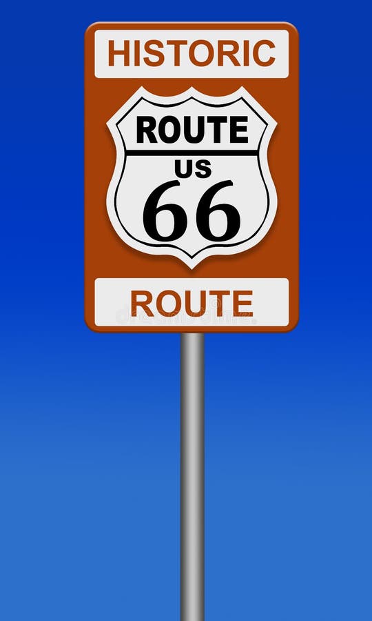 US Route 66 Sign, Shield Sign with Route Number and Text Stock ...