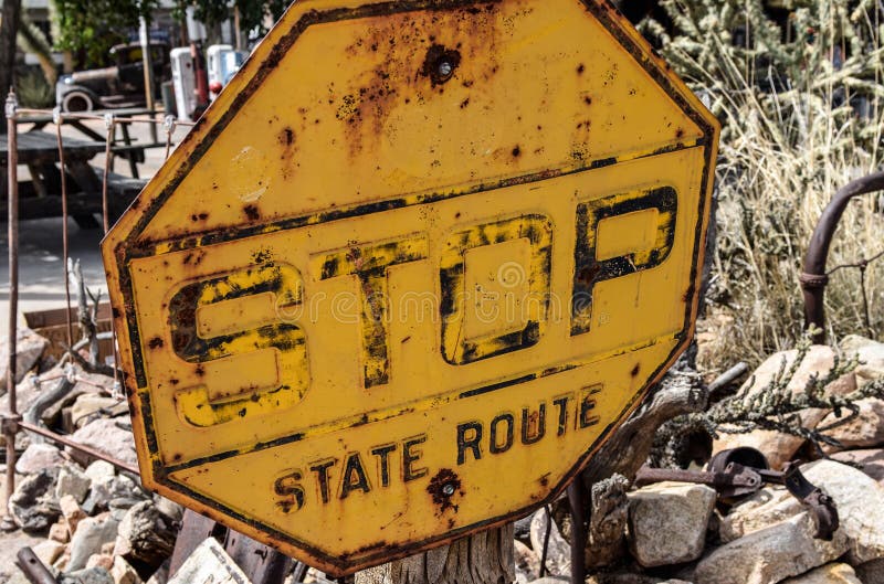 Route 66, old stop sign stock photo. Image of store, destination - 73451358