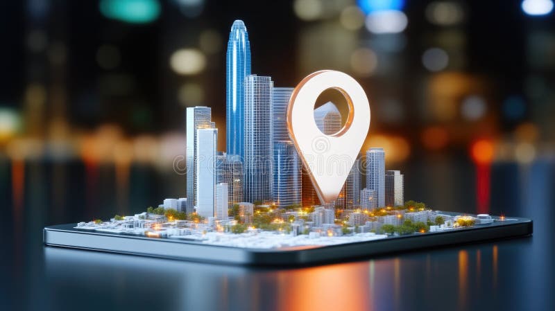 Route Optimization Process with GIS Technology in Action. Stock ...