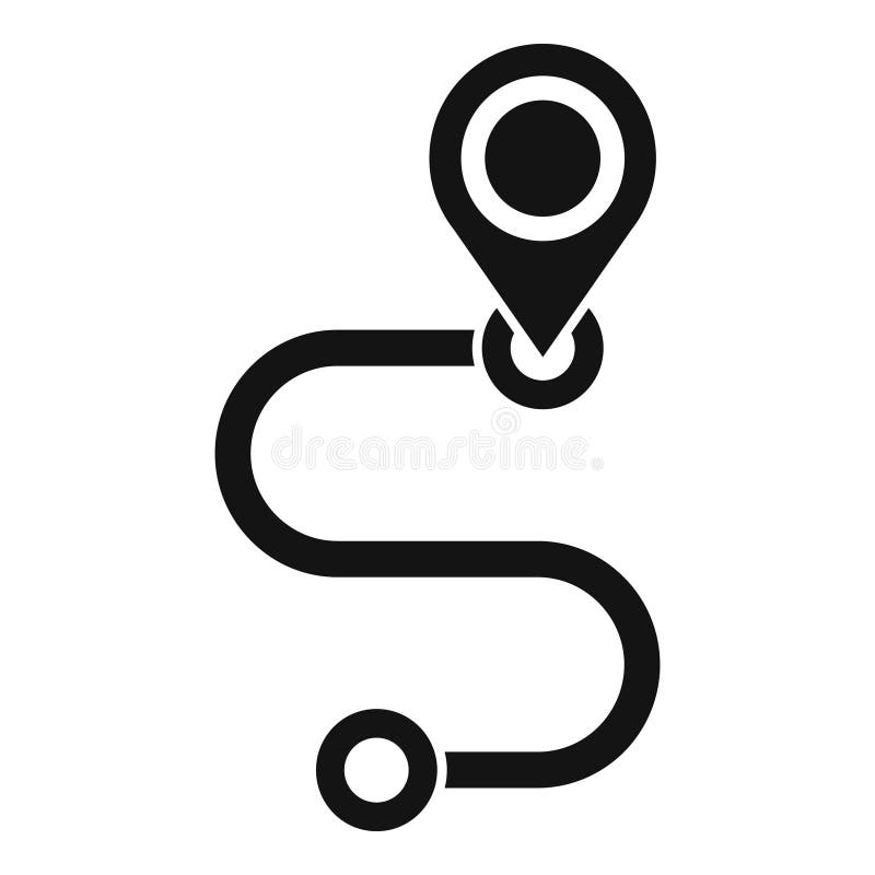 Route Path with Location Pin Icon Stock Vector - Illustration of white ...