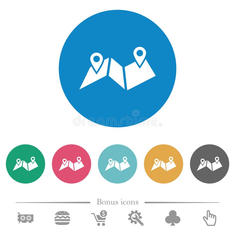 Route Plan Flat Round Icons Stock Vector - Illustration of geography ...