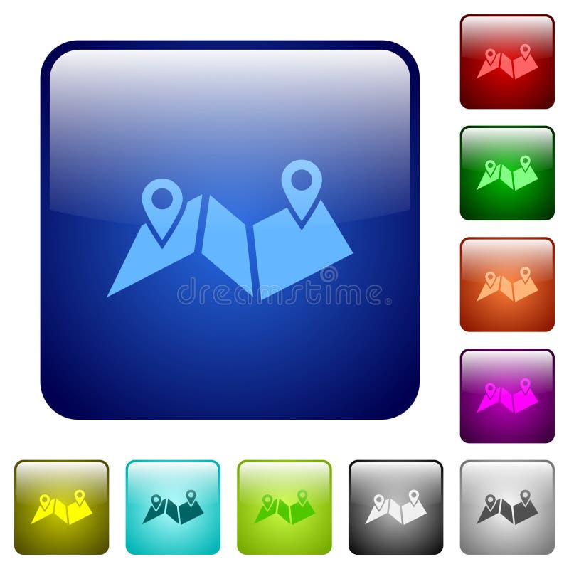 Route Plan Color Square Buttons Stock Vector - Illustration of ...