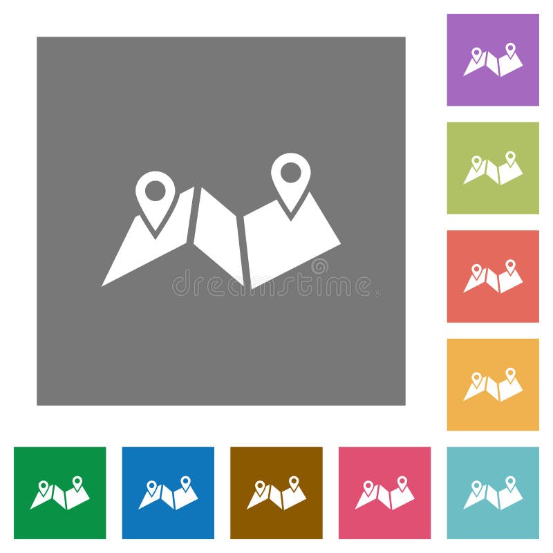 Route Plan Square Flat Icons Stock Vector - Illustration of directions ...