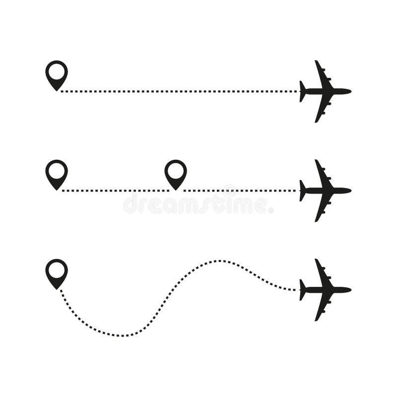The Route of the Plane with Dotted Lines. Tourism and Travel Stock ...