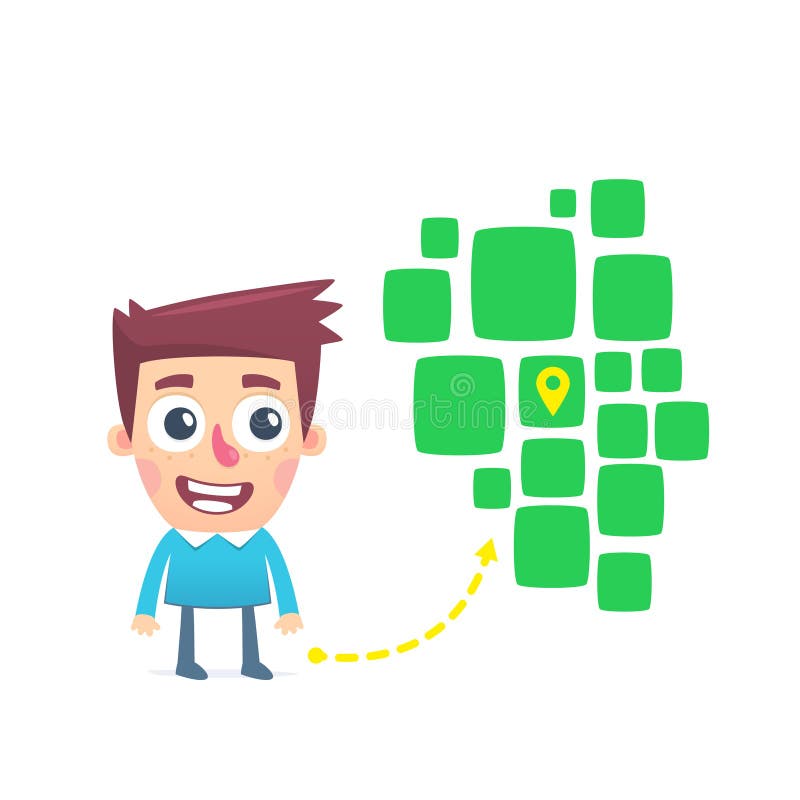 Route Planning Around the City Stock Illustration - Illustration of ...