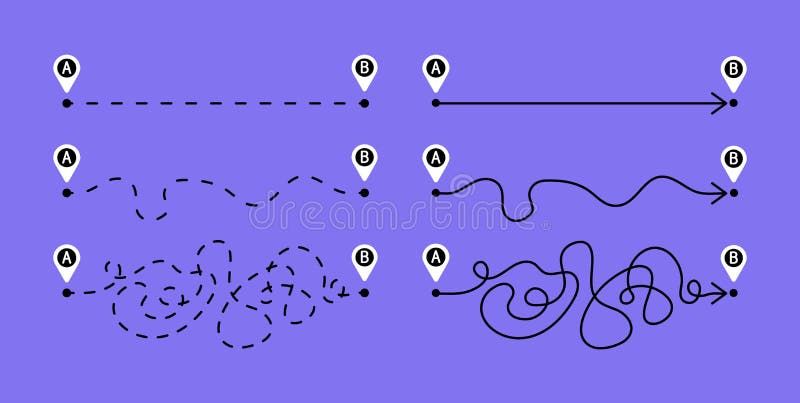 A Route from Point a To Point B Stock Illustration - Illustration of ...