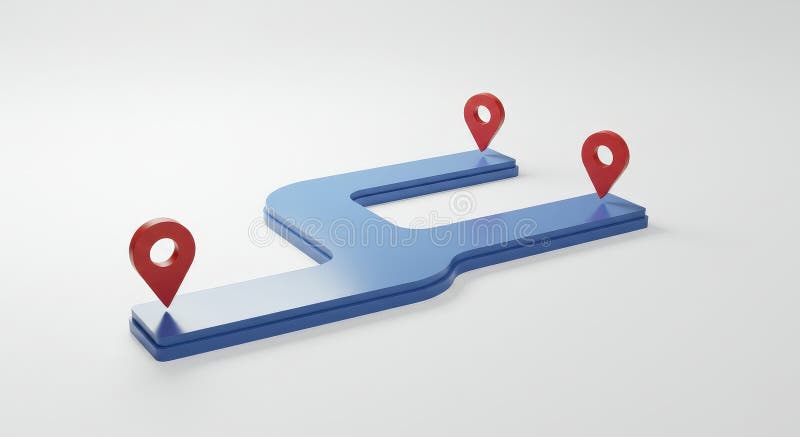 Route with Red Pin Markers Displaying Path or Navigation Options Stock ...