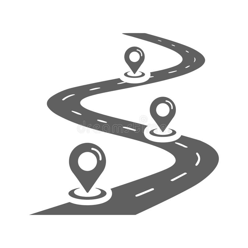 Route, Road, Location Icon. Gray Vector Graphics Stock Illustration ...