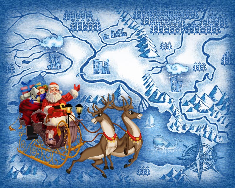 The route of Santa Claus stock illustration. Illustration of country ...