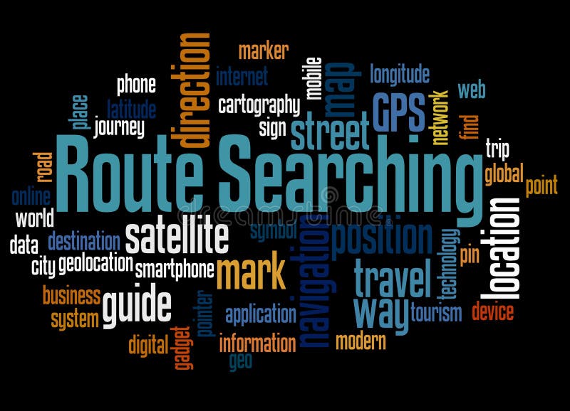 Route Searching Word Cloud Concept 3 Stock Illustration - Illustration ...