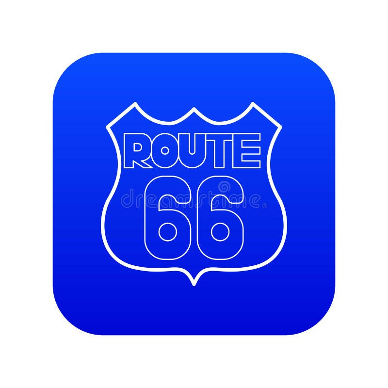 Route 66 Shield Icon, Outline Style Stock Illustration - Illustration ...