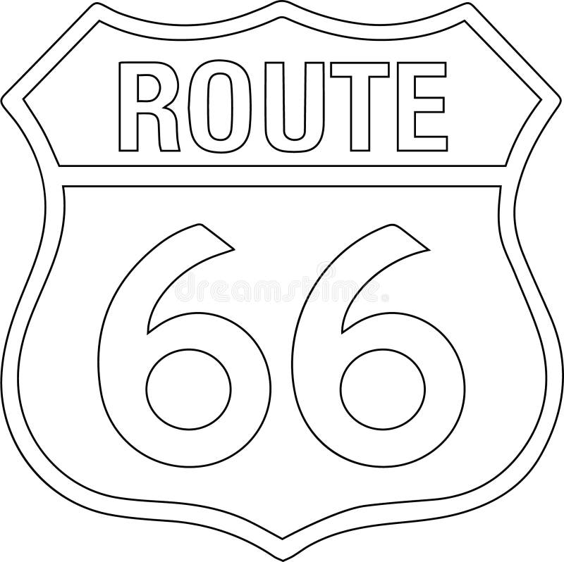 Route 66 Shield Sign Black White Outline Stock Illustration ...