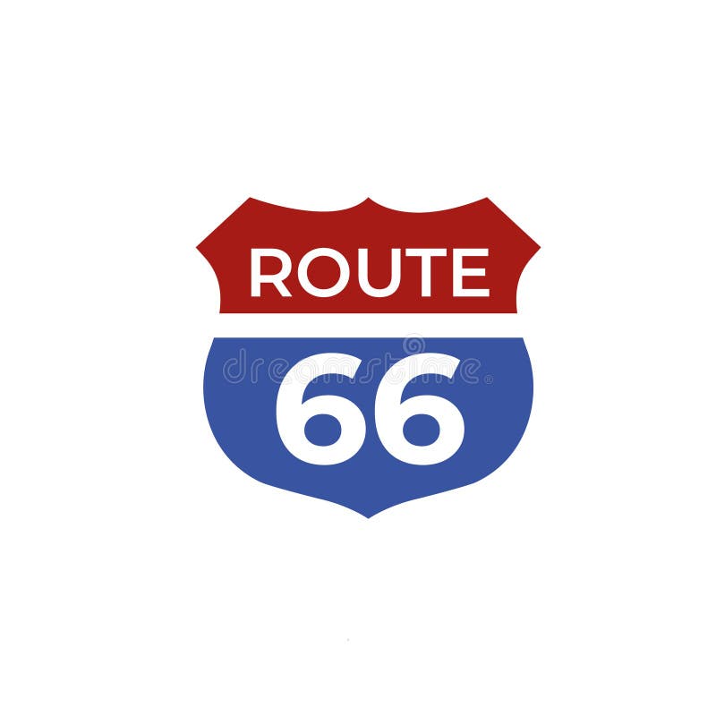 Route 66 Sign. Blue and Red Colors Stock Illustration - Illustration of ...