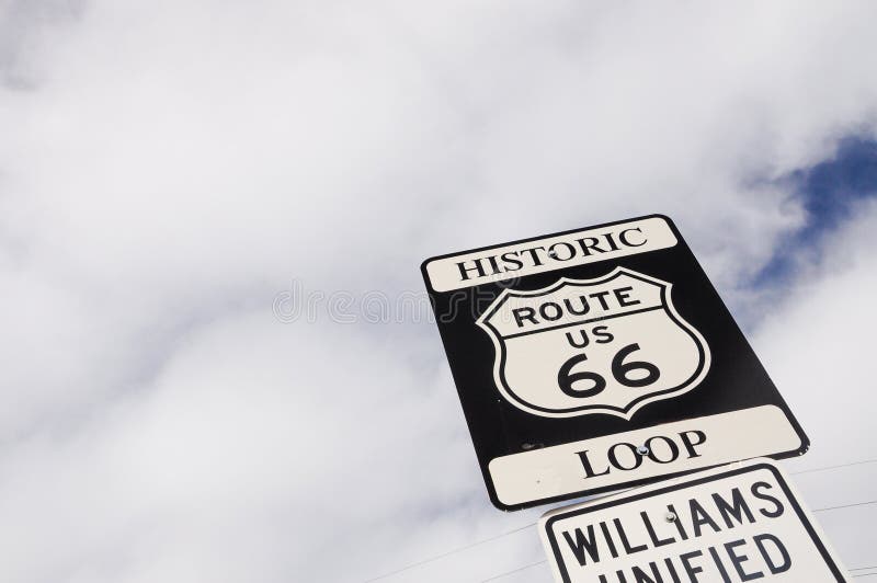 Route 66 Sign with Dramatic Sky, Marking Historic Loop. Stock Image ...