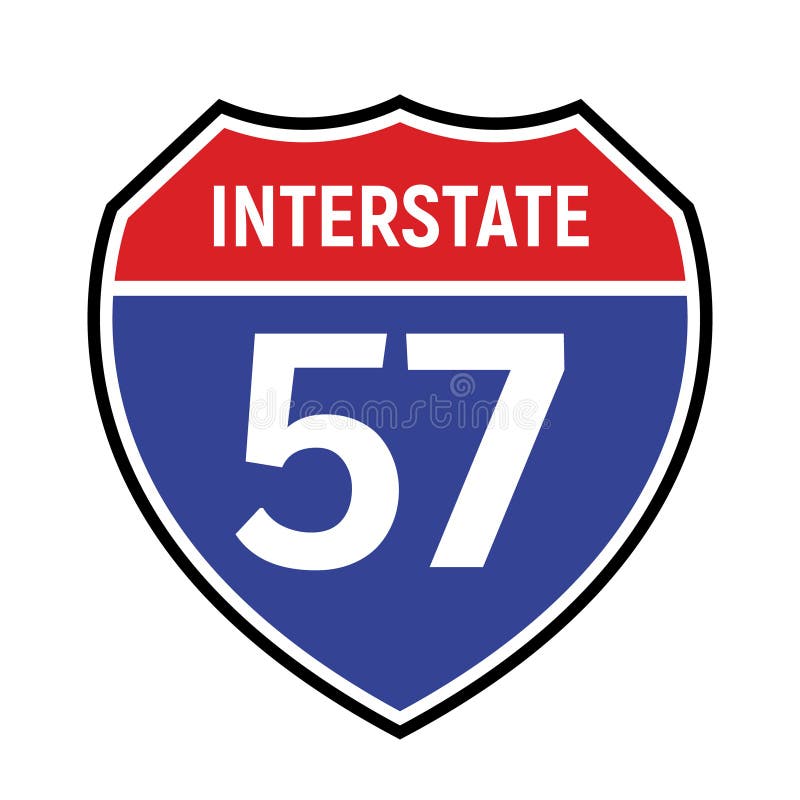 57 Route Sign Icon. Vector Road 57 Highway Interstate American Freeway ...