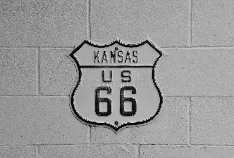 Route 66 sign in Kansas. stock photo. Image of historic - 103447726