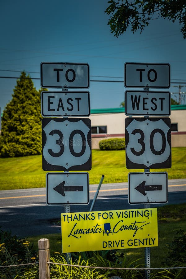Route 30 Signs in Lancaster County Editorial Stock Image - Image of ...