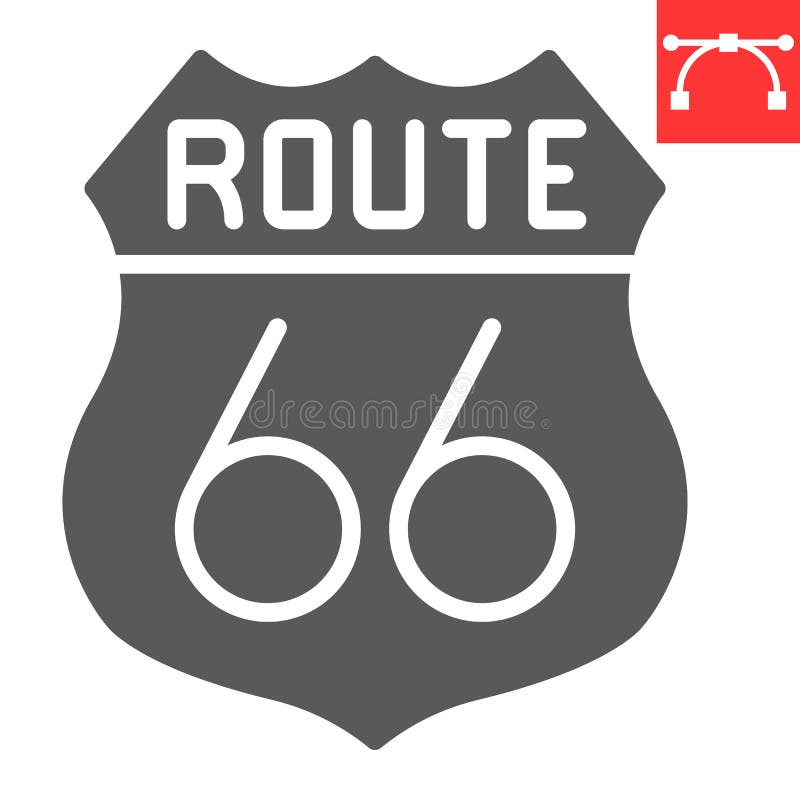 Route Sixty Six Glyph Icon, America and State, Route Sign Vector ...