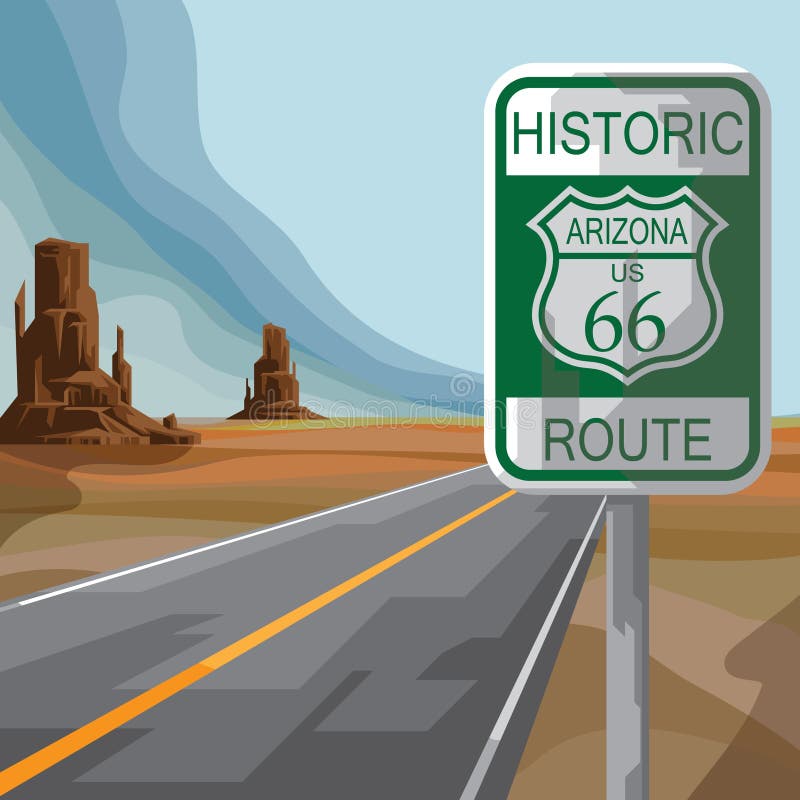 Route Sixty-six Sign Board. Vector Illustration Decorative Design Stock ...