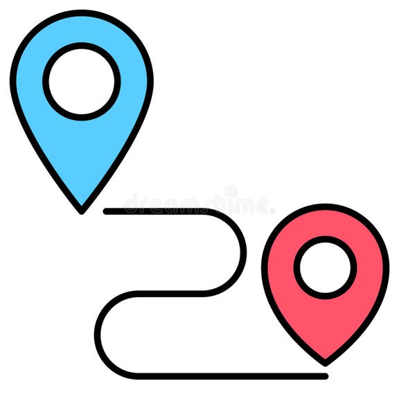 Route Tracking Icon. 2 Pins Path Illustration Vector Logo Stock Vector ...