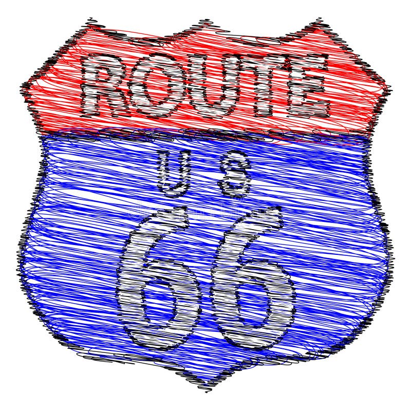 Route 66 Scribble Sign editorial image. Illustration of scribble ...