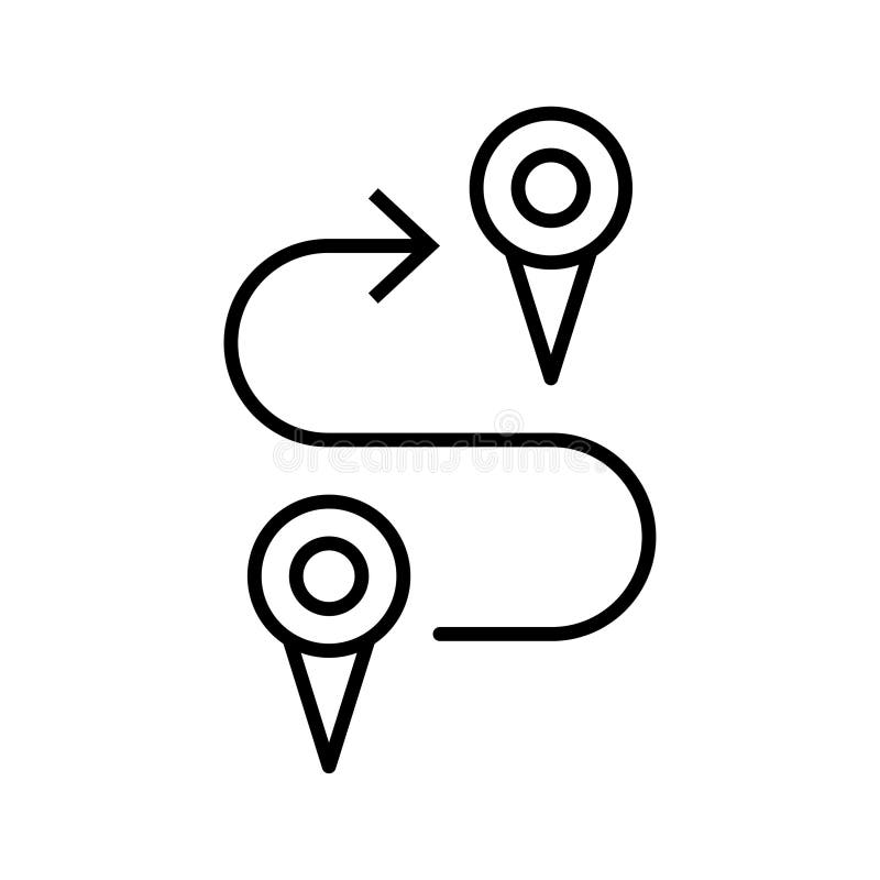 Route between Two Map Pins, Indicating Direction and Travel ...