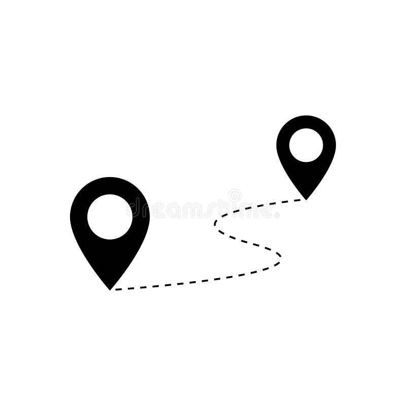 Route Vector Icon. Route To Destination with Map Pin and Doted Line ...