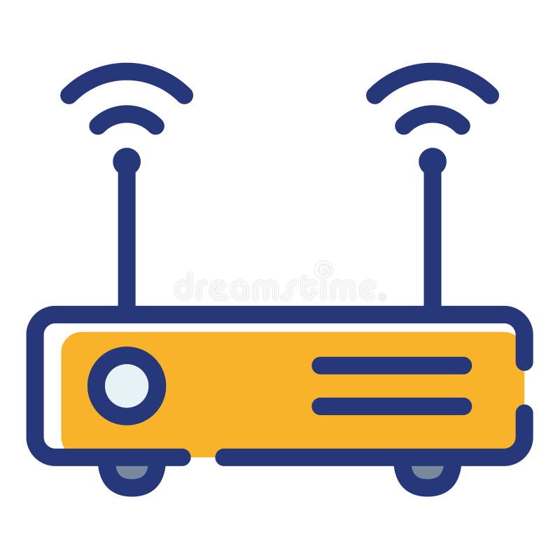 Router Access Point Wireless Modem Single Isolated Icon with Dash or ...