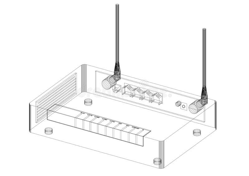Router Architect Blueprint - Isolated Stock Illustration - Illustration ...