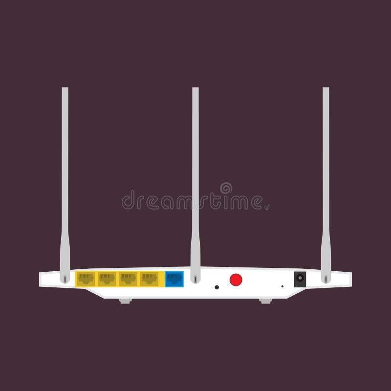 Router Back View Vector Icon Isolated Network. Computer Internet ...