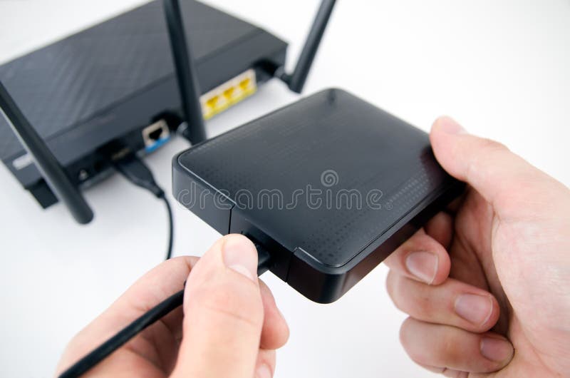 Router with Backup Storage Disk Stock Photo - Image of plug, site: 45803022