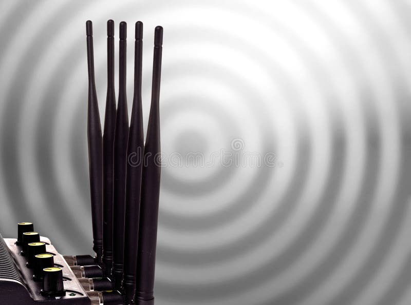 Router Black with Antenna Carved on a Radio Waves Background Stock ...