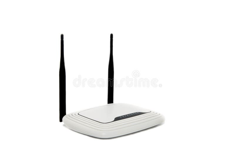 Router Blanco Con Dos Antenas Negras Imagen de archivo - Imagen de ...