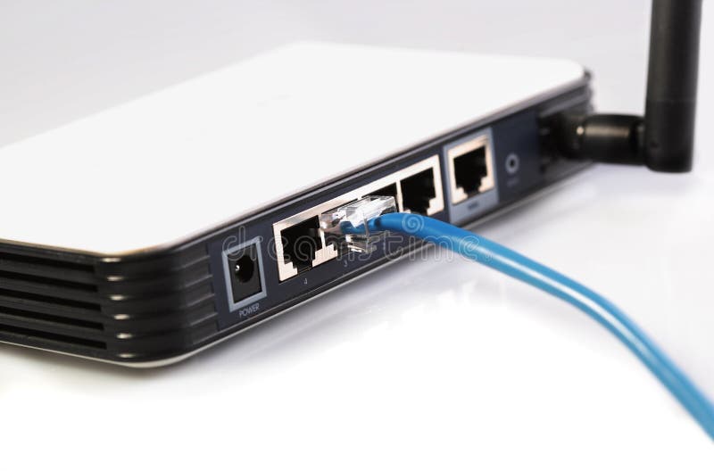 Network Cable on Computer Ethernet Router Hub Stock Photo - Image of ...