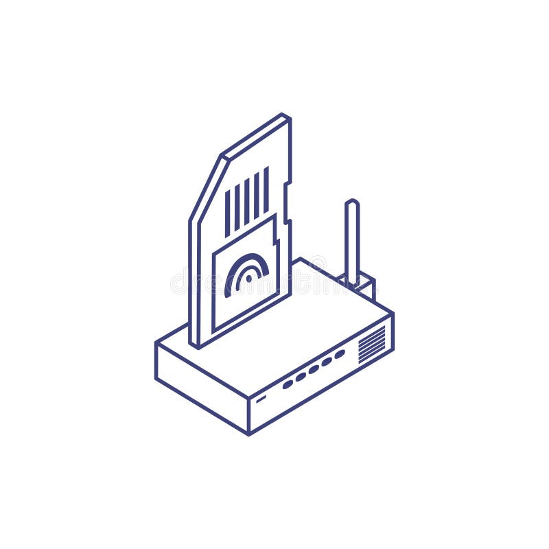 Router Communication with Sd Card Stock Illustration - Illustration of ...